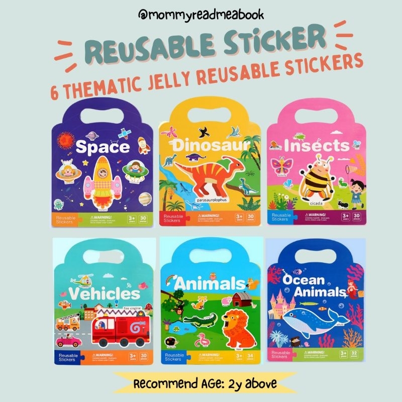Montessori Thematic Reusable Jelly Sticker Kids Cartoon sticker Books ...
