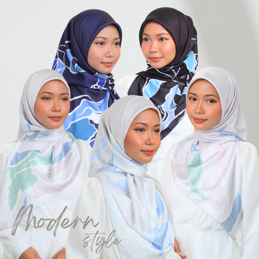 Zephia Tudung bawal corak satin bubble bawal bubble satin corak bidang ...