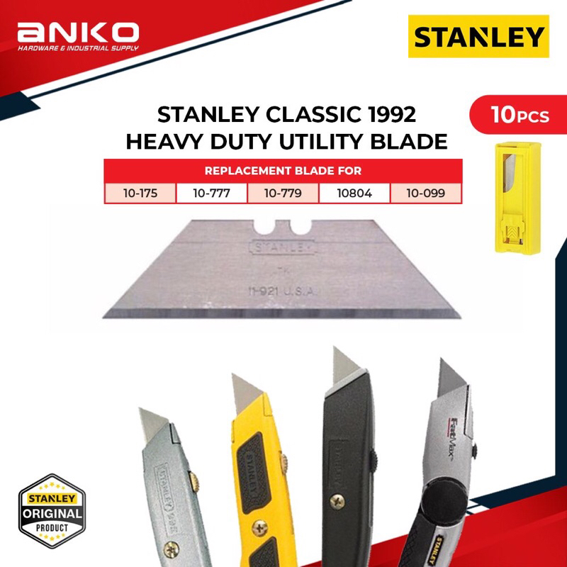 10PCS STANLEY CLASSIC 1992 HEAVY DUTY UTILITY BLADE ( REPLACEMENT BLADE ...
