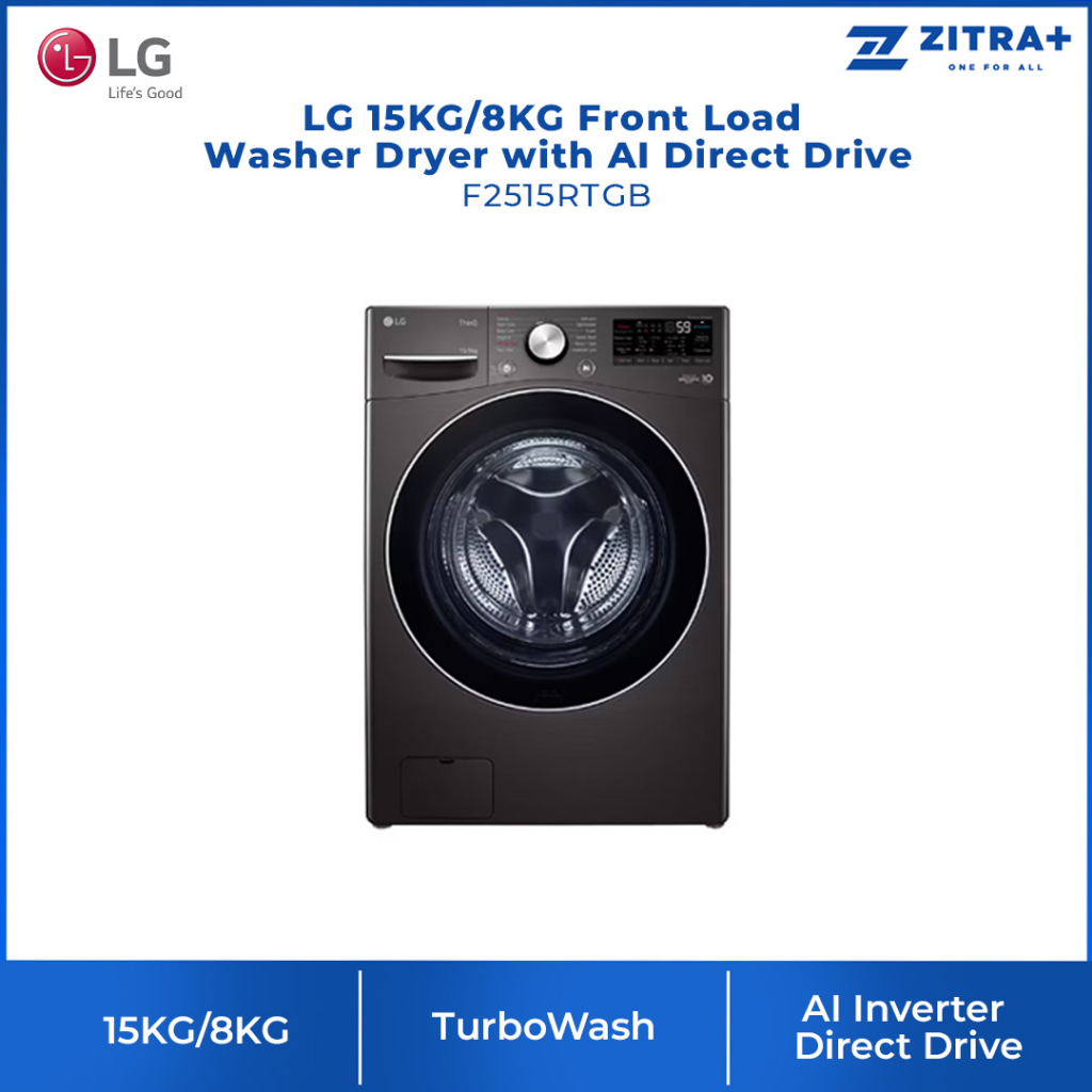 LG 15KG/8KG Front Load Washer Dryer with AI Direct Drive F2515RTGB ...