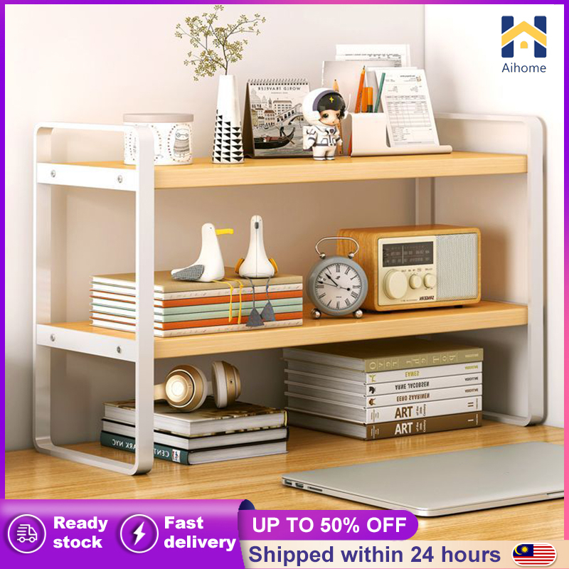 Desktop Rack Tabletop Organiser Wood Computer Monitor Mount screen ...