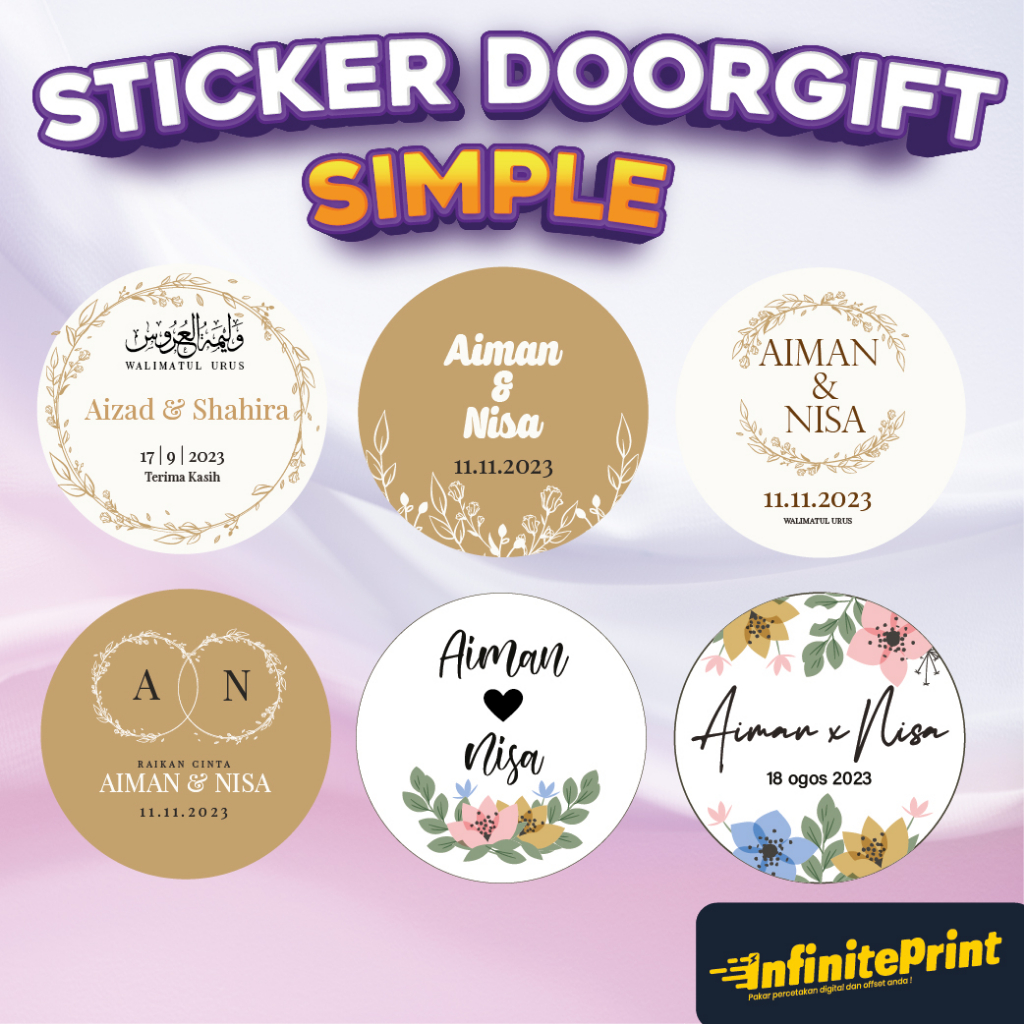 100 PCS - Sticker Doorgift / Kahwin / Tunang / Aqiqah Simple Label ...