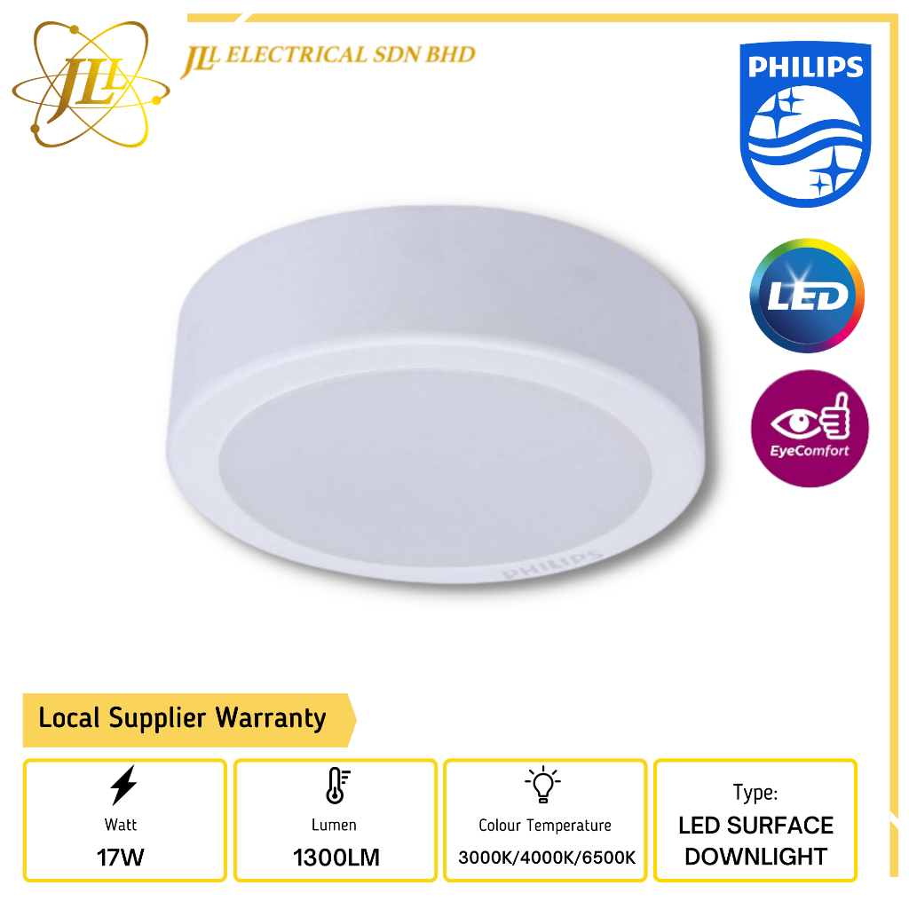 PHILIPS MESON 17W 1300LM 150MM 6'' EYECOMFORT ROUND LED SURFACE ...