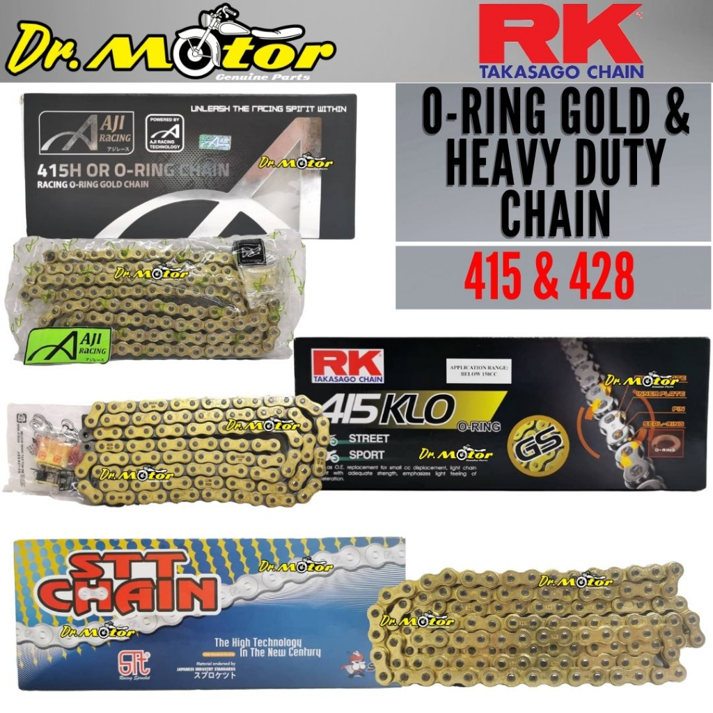 RK SSS AJI RACING STT 415 428 415H 428H 122L 132L Rantai Emas Gold ...