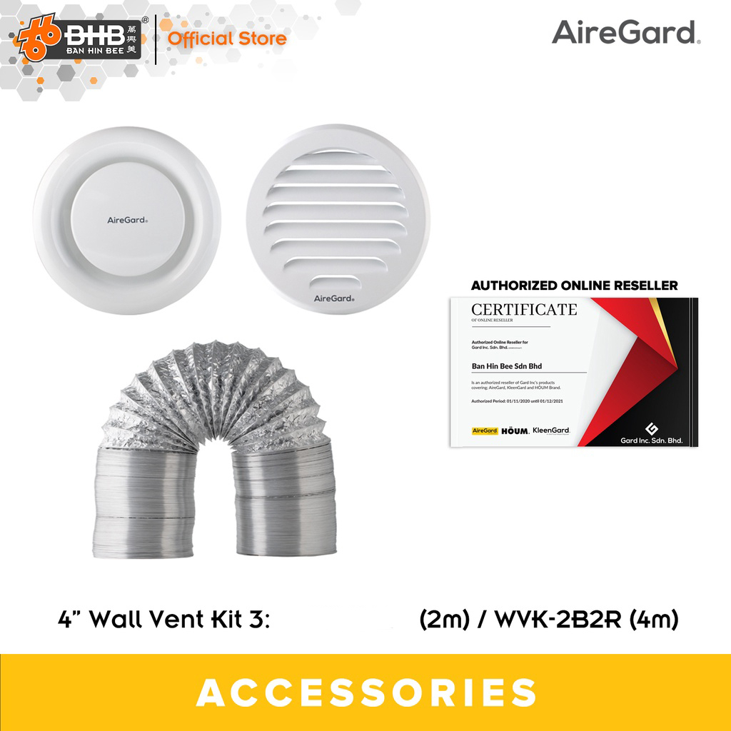 Airegard wall vent kit - 4 inch Aluminium Ducting + Internal Louver ...