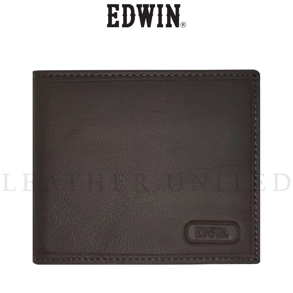 𝗘𝗗𝗪𝗜𝗡 𝐍𝐎 𝐇𝐎𝐋𝐄 𝐖𝐀𝐋𝐋𝐄𝐓 Genuine Top Grain Leather Logo Short Bifold Wallet ...