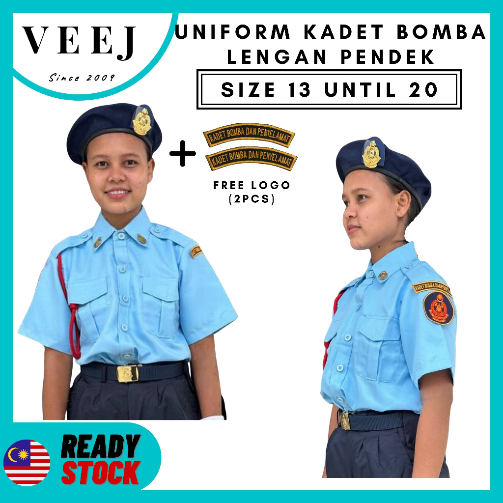 Uniform Baju Kadet Bomba Perempuan Lelaki Lengan Pendek Short Sleeve Kadet Bomba No3 Baju