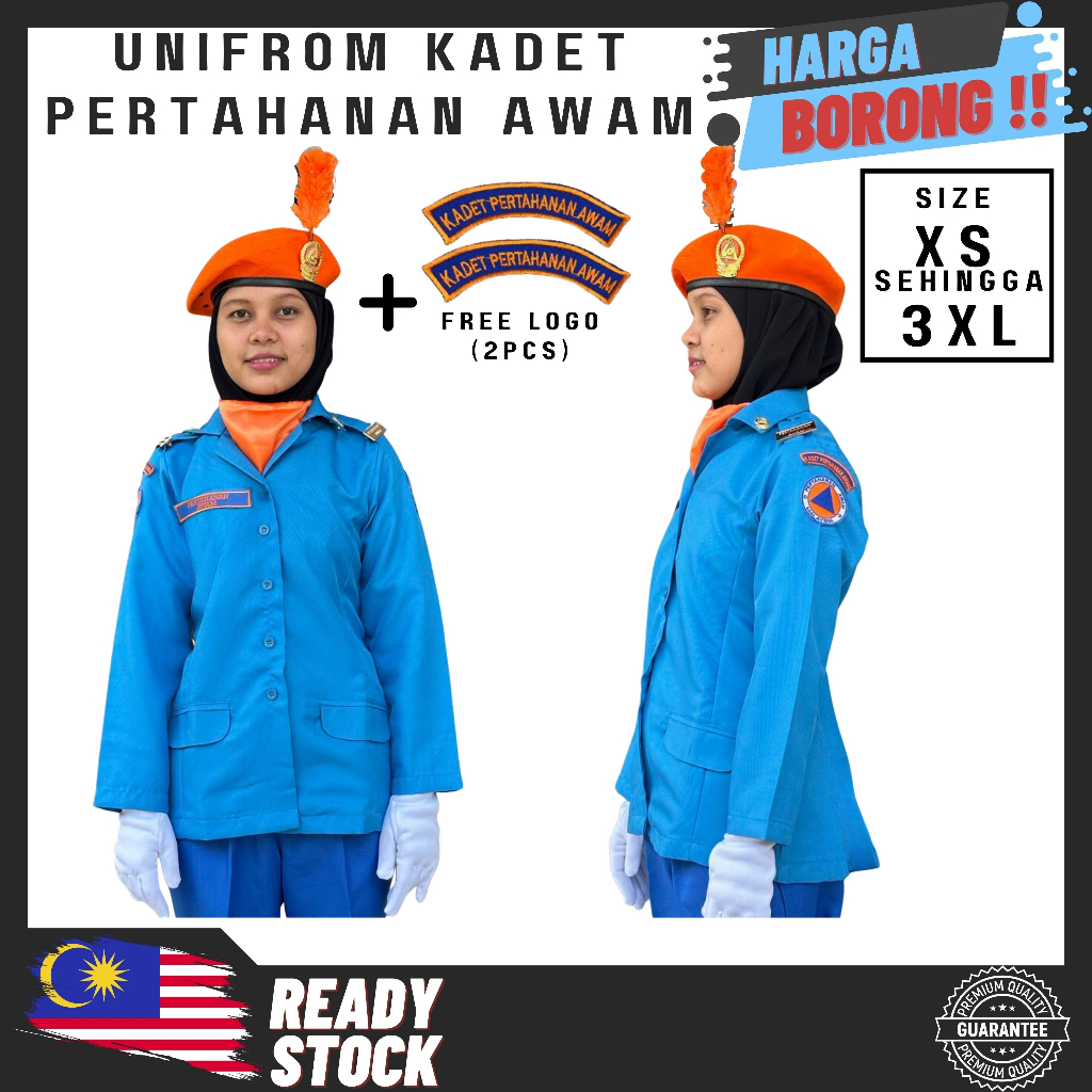 UNIFORM BAJU KADET PERTAHANAN AWAM NO.3 JPA KPA KAIN LICIN 100% ...