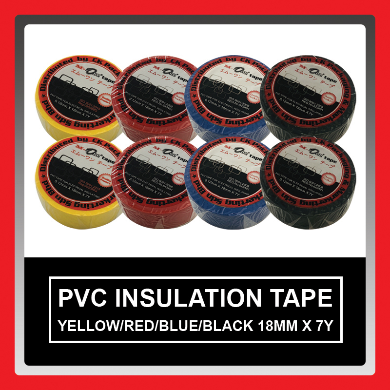 M-ONE (10ROLL/TUBE) PVC Insulation Tape / PVC Wire Tape 18mm x 6m / 20m ...