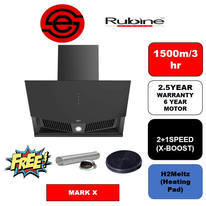 FREE DELIVERY(RUBINE NEW MODEL 2023 RCH-MARK X-90BL COOKER HOOD 1500m3 ...