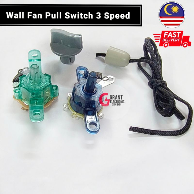 Electric Wall Fan 3 Speed Rotation Pull Selection Selector Switch Kipas ...