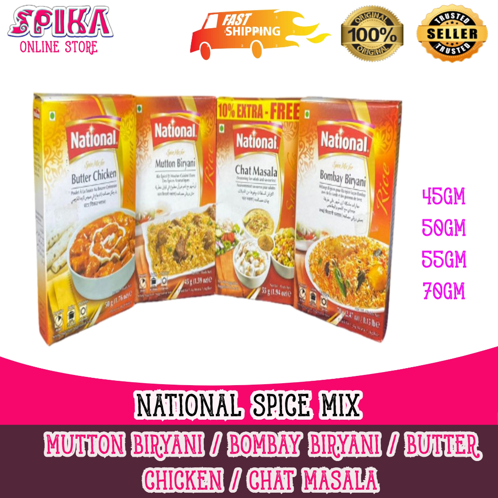 NATIONAL SPICE MIX CHAT MASALA/BUTTER CHICKEN/MUTTON BIRYANI/BOMBAY ...