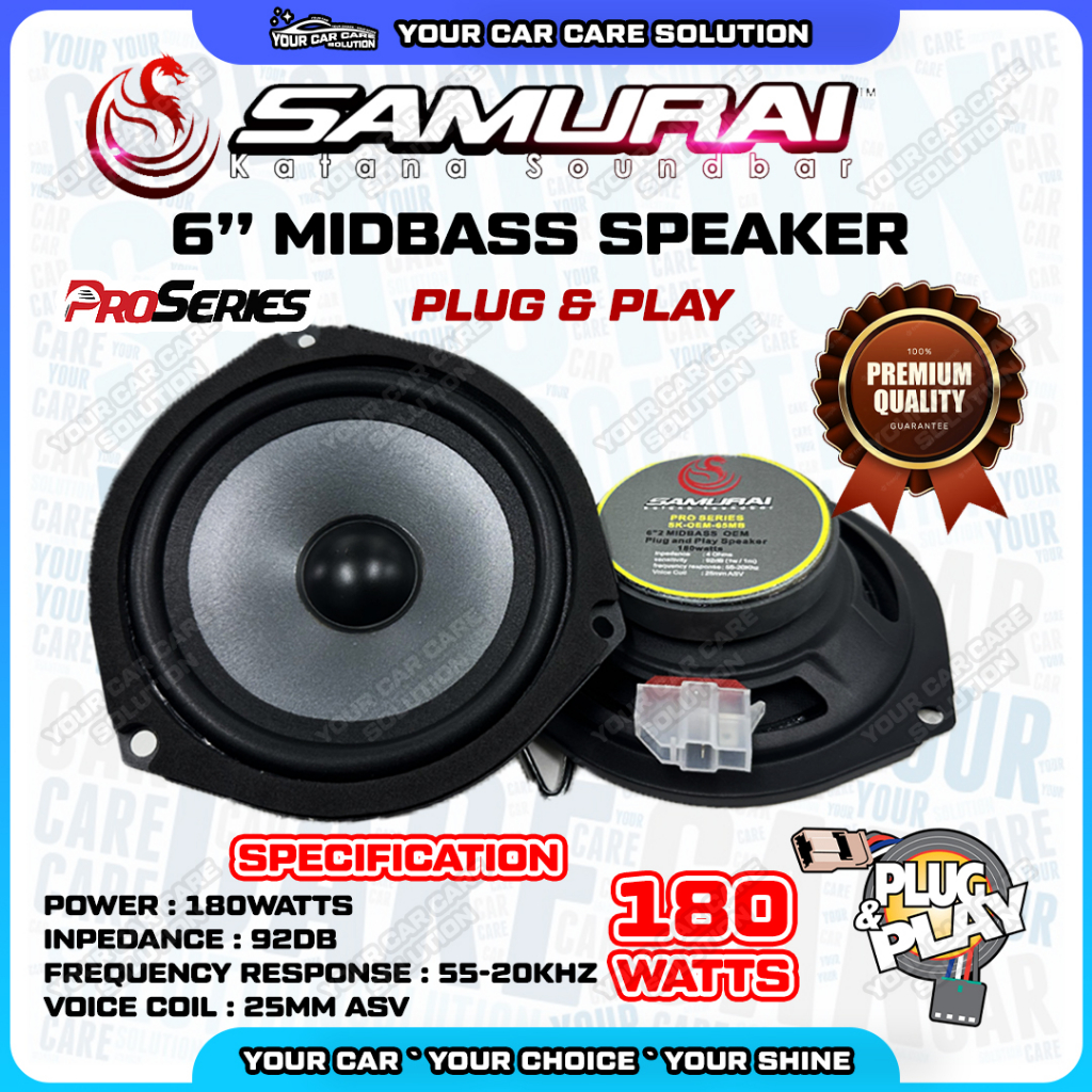 🔊 SAMURAI KATANA SOUNDBAR PRO SERIES 6 Inch Midbass Plug & Play Front Rear OEM Car Audio Kereta ...