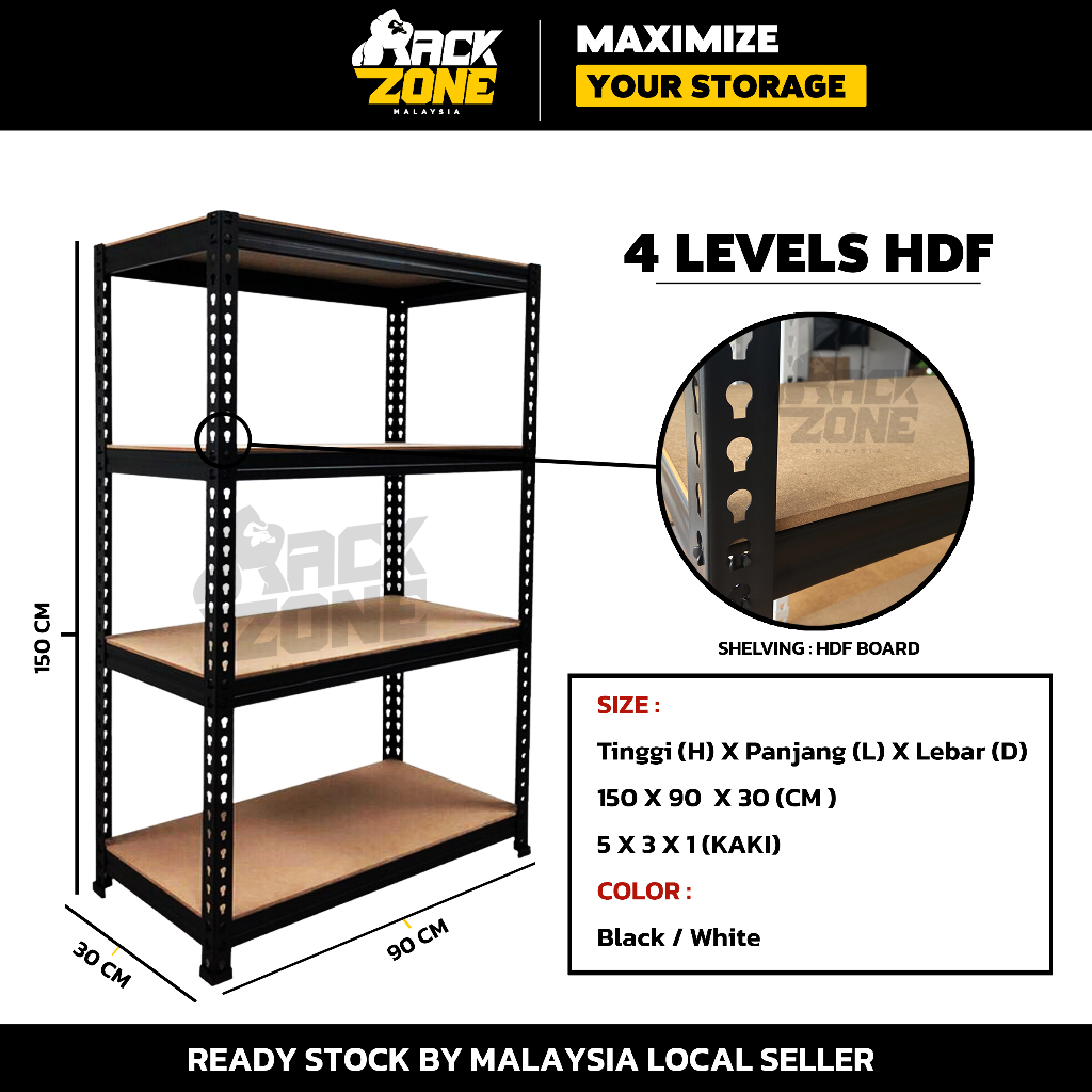 RACKZONE Home Rak Dapur Besi Bertingkat Serbaguna Boltless Rack Shelf ...