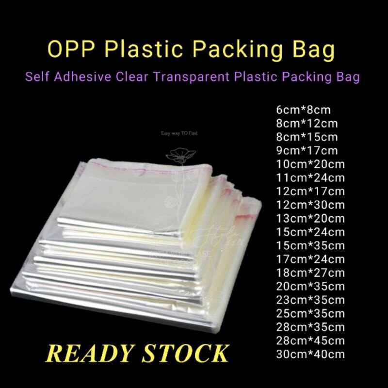 𝑹𝑬𝑨𝑫𝒀 𝑺𝑻𝑶𝑪𝑲 50pcs/set Self Adhesive OPP Clear Transparent Plastic ...