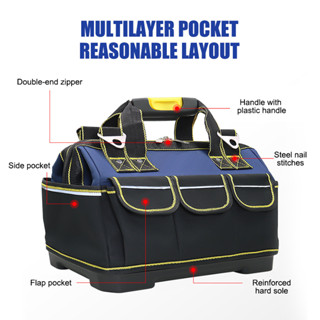 17" ABS Tool Bag Heavy Duty Tools Bag Electrician Tool Pack Large ...