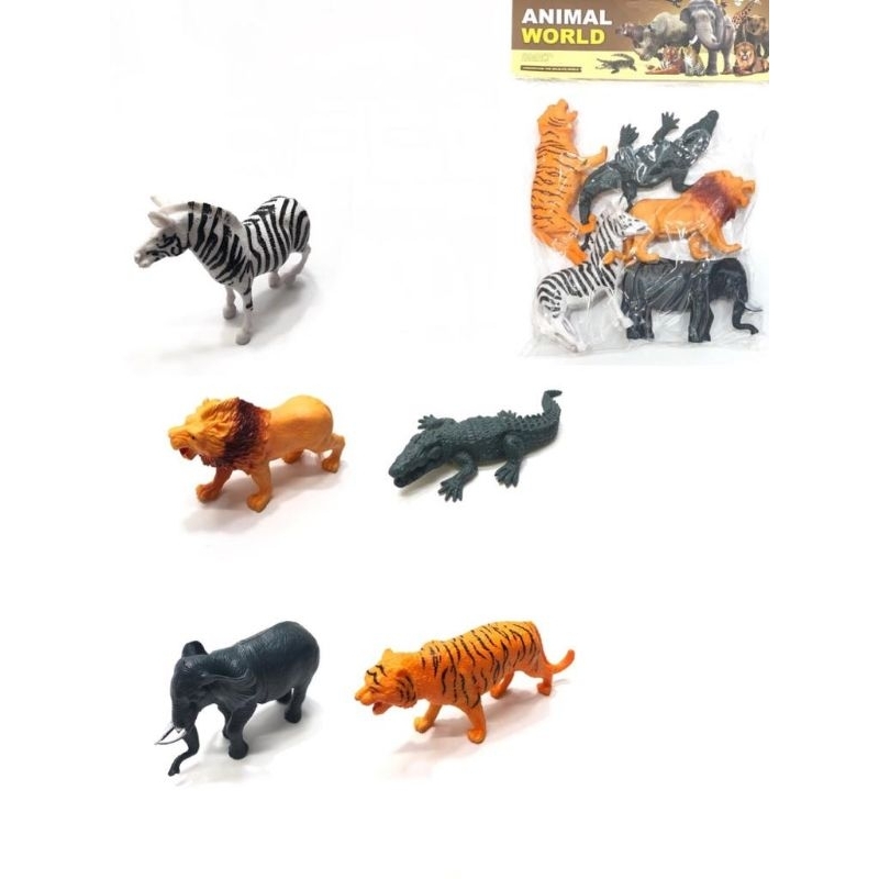 5 Pcs Animal World Toy Set Kids Play Set Mainan Binatang YS-202 ...
