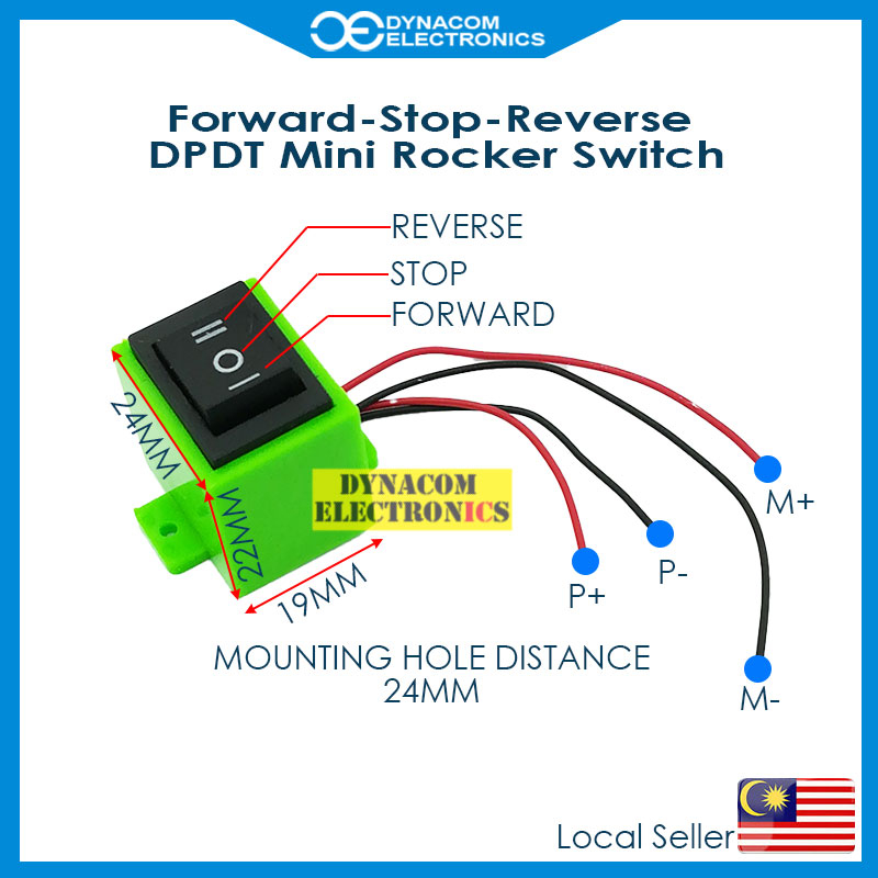 Forward-Stop-Reverse DPDT Rocker Switch with Casing [Suis Rocker Ke ...