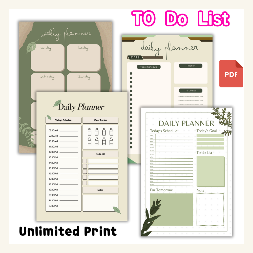 PDF To do list digital download digital planner for daily plan weekly ...