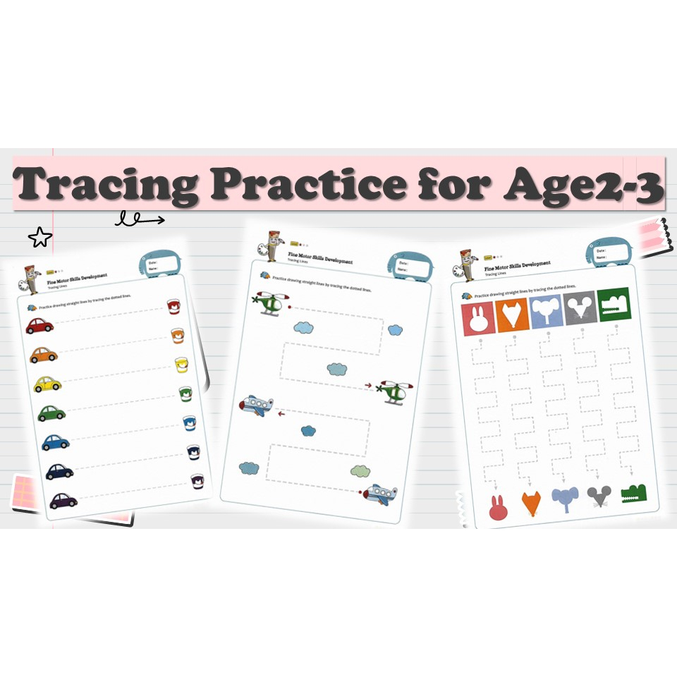 [PRE119] 79 pages Tracing Practice for Age2-3 Worksheet for Pre-school PDF version 2-3岁握笔练习 电子书 ...