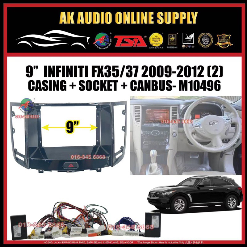 Nissan Infiniti FX35/37 2009 - 2012 ( 2 ) Android Player 9" inch Casing + Socket With Canbus ...