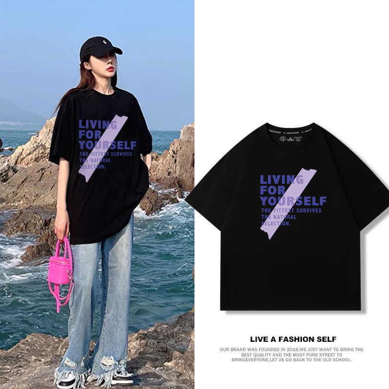 Oversize T-shirt Korean Style clothes Loose Half-Sleeve Unisex Baju ...