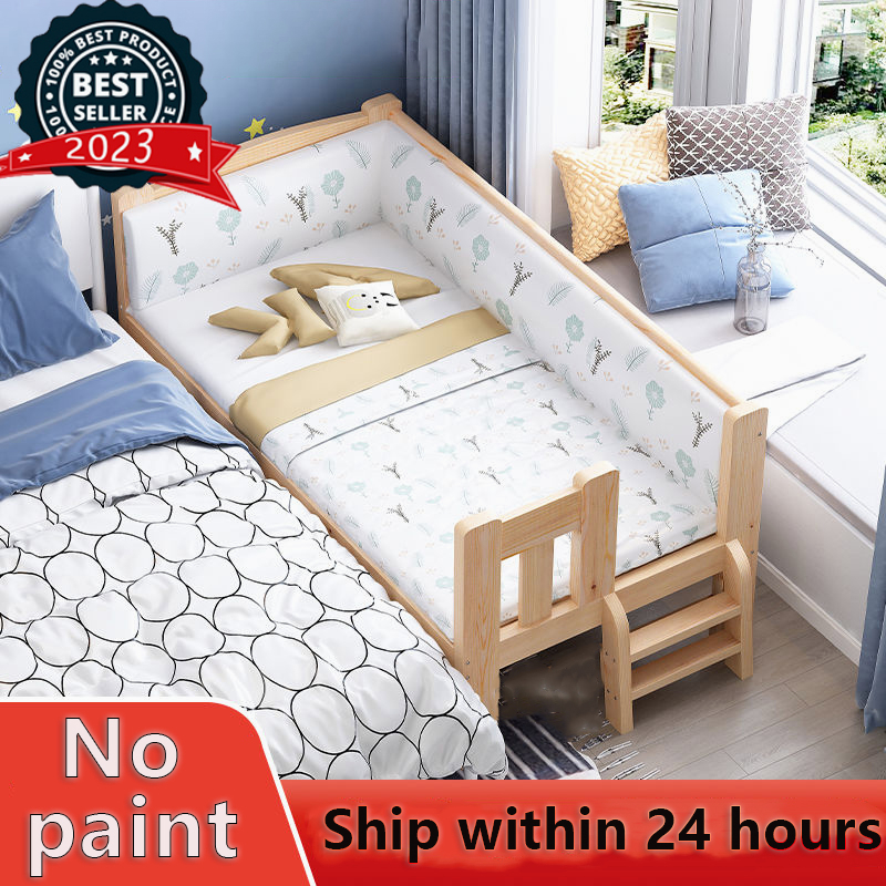 (Spot goods) 2025 Tempat tidur baby Solid Wood Widened Tempat tidur ...