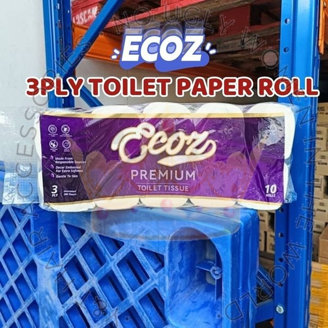Ready Stock ECOZ 3PLY TOILET TISSUE ROLL(1BEG 10ROLLS) TISSUE 3 LAPISAN Toilet 厕所纸 | Shopee Malaysia