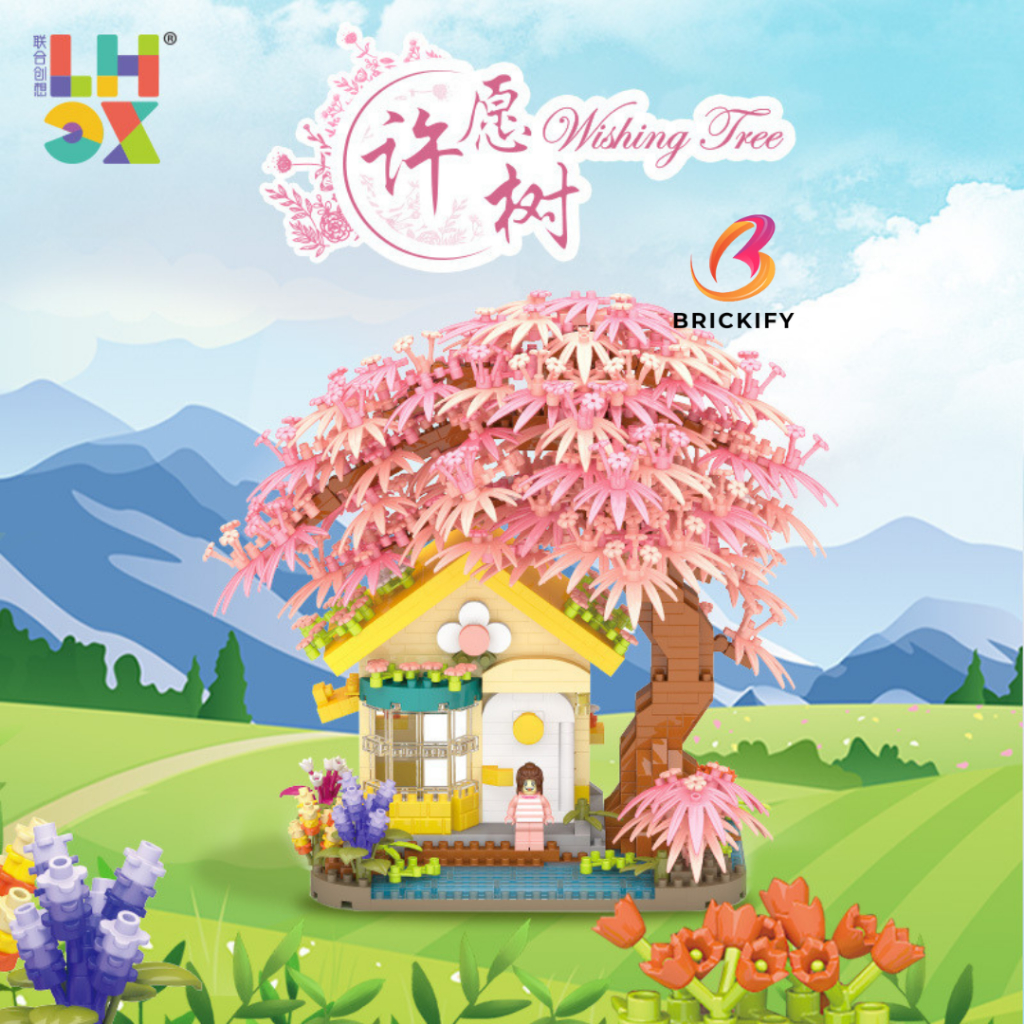 18cm Wishing Tree and House Architecture Building Block Gift Decoration ...