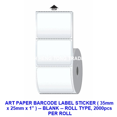 ART PAPER BLANK BARCODE LABEL STICKER ( ROLL TYPE ) -- 35mm x 25mm x 1 ...