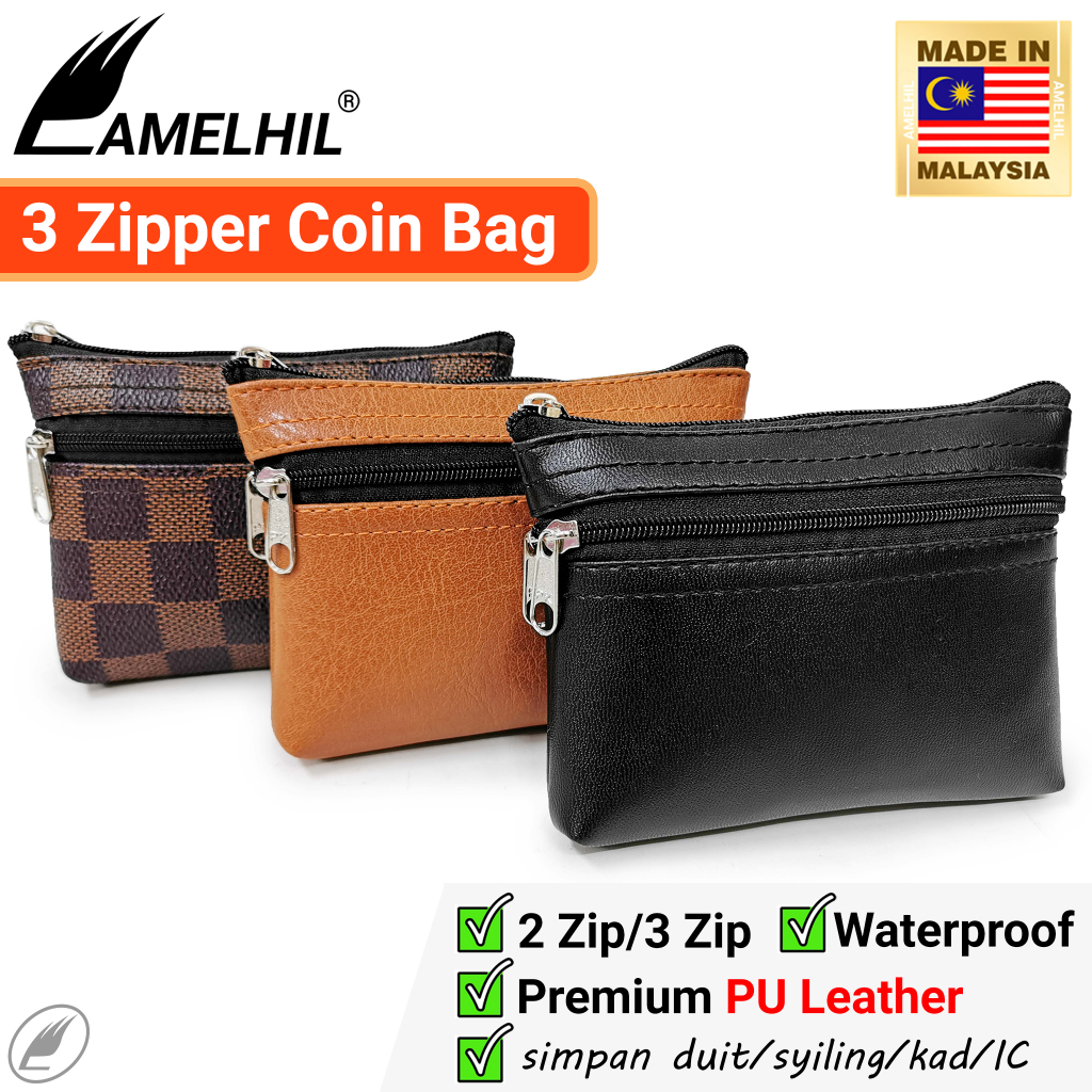 3 Zipper Mini Coin Bag Waterproof Beg Duit Syiling Zip Wallet Card ...