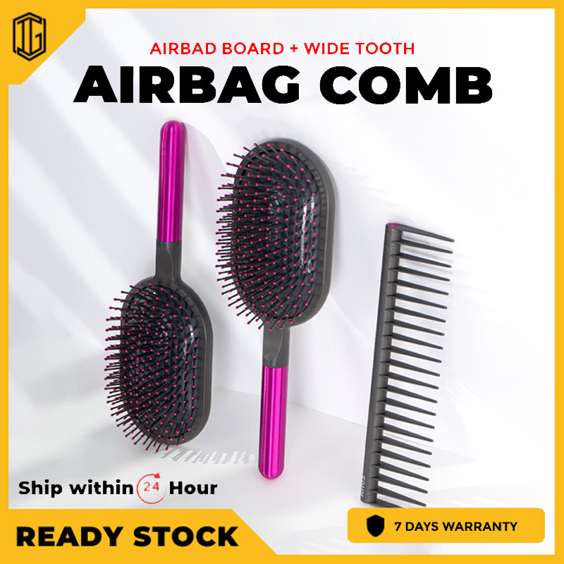 Airbag Board Comb + Wide Tooth Comb 2 In 1 Set Box Comfortable Massage ...