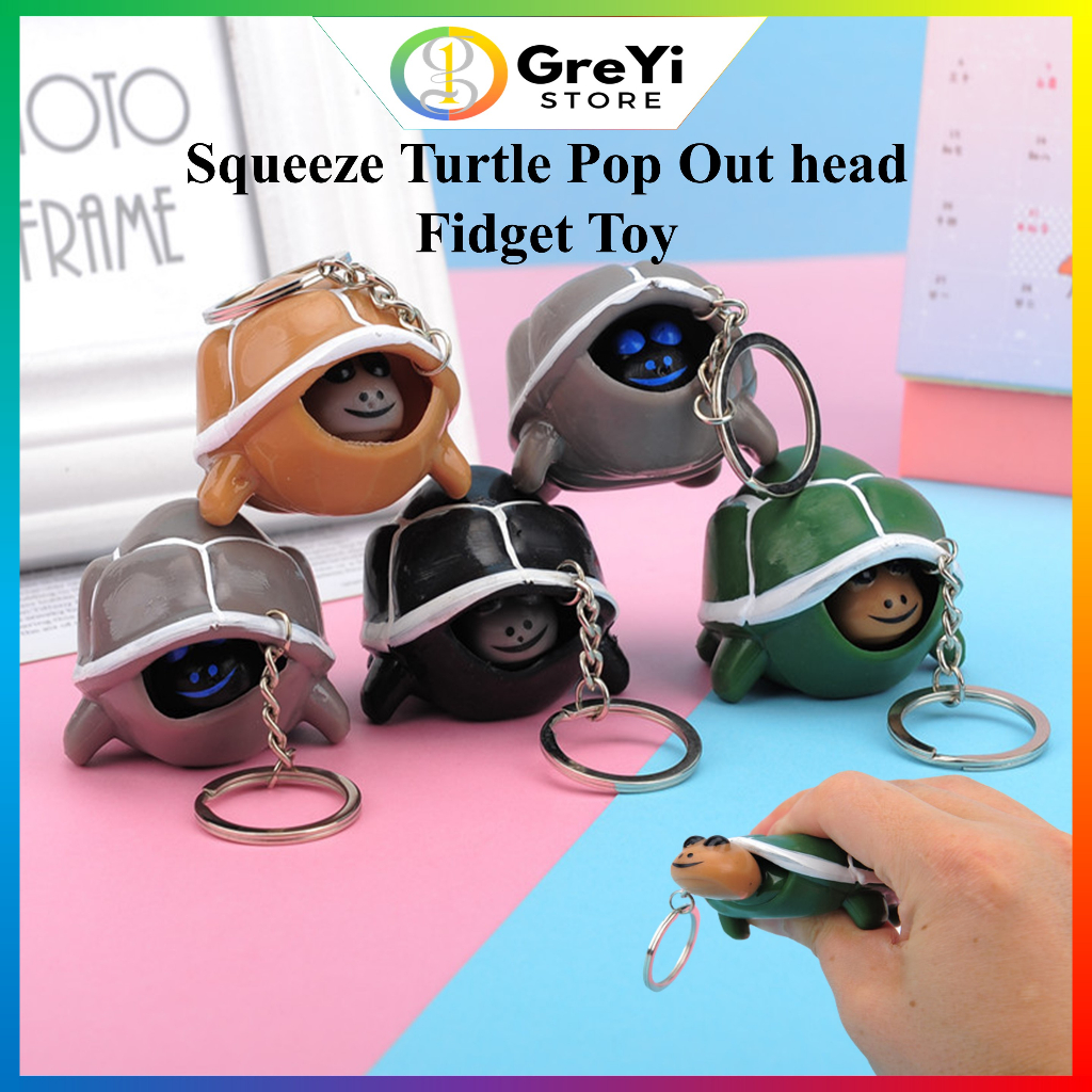 GreYi Squeeze Turtle Pop Out head Fidget Toy, Squishy toys , tekanan ...