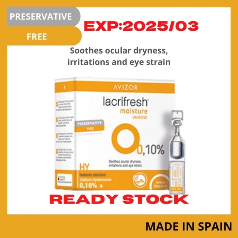 Avizor Lacrifresh Moisture 0.10% Unidose Eye drops (20 vials/Box ...