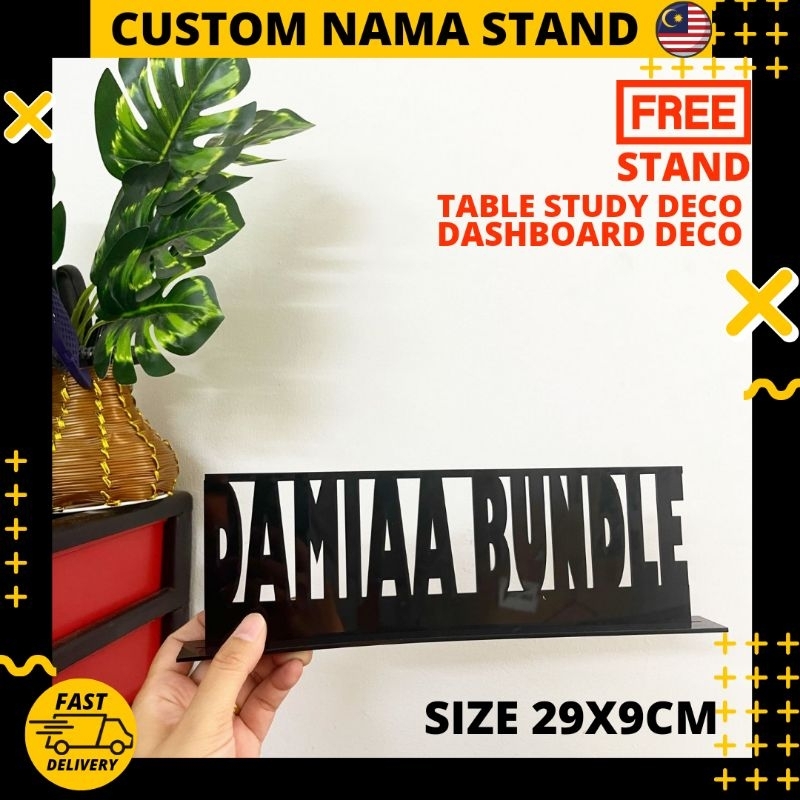 29x9cm stand nama custom made name acrylic material laser cut | Shopee ...