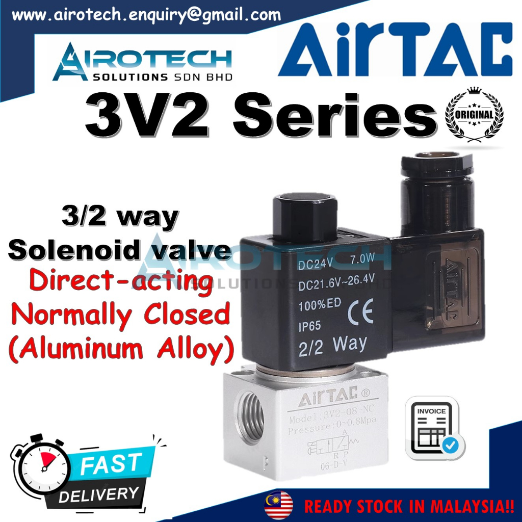 AirTAC Solenoid Valve 3V2 Series 3V208NCA 3V208NCB (3/2way) 1/8" 1/4" | Shopee Malaysia