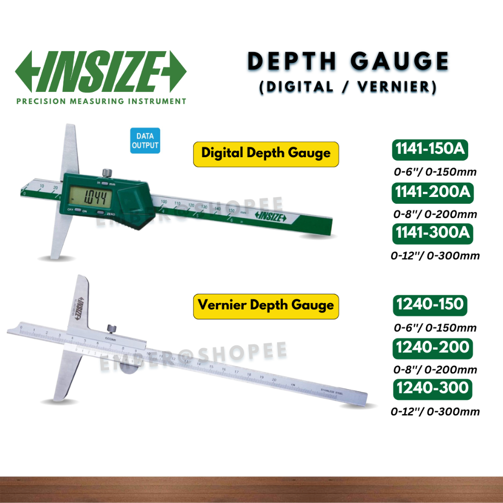 INSIZE Digital Depth Gauge / Vernier Depth Gauge (50mm-300mm) | Shopee ...