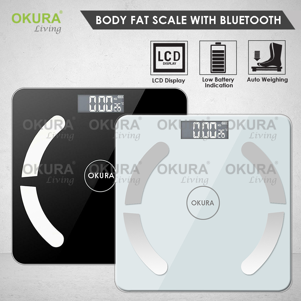 OKURA PREMIUM Digital Body Fat Weight Scale with Bluetooth (Measures ...