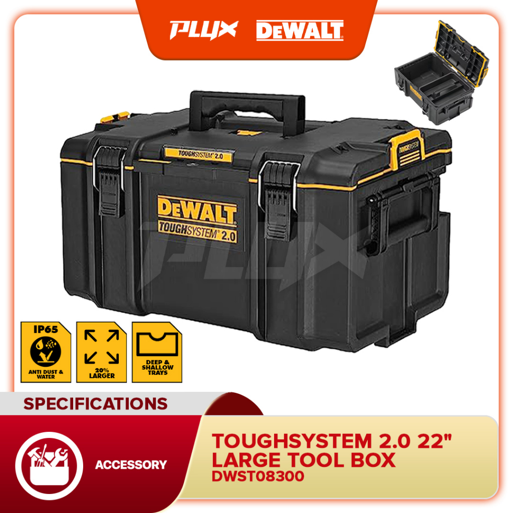 DEWALT TOUGHSYSTEM 2.0 DWST08300 Large Tool Box 22 Inch with 50KG Load ...