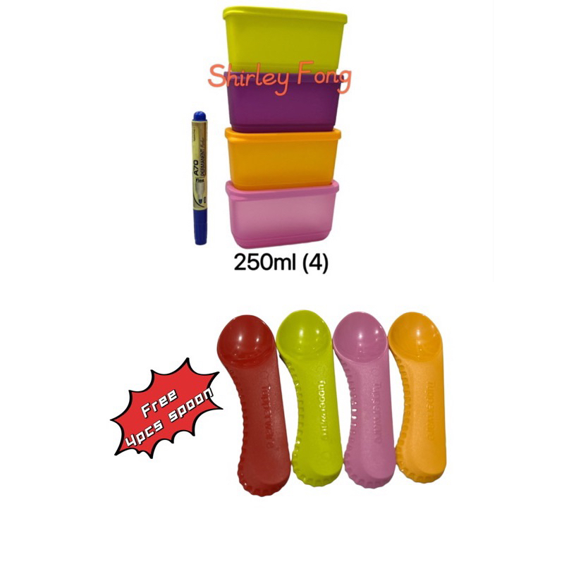 Tupperware Petit Fiesta 250ml (4pcs) Mini Square250ml | Shopee Malaysia