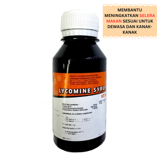 SUNWARD LYCOMINE SYRUP 120ml For Appetite Tambah Berat Selera Makan ...