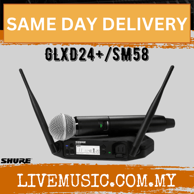 Shure GLXD24+/SM58 Digital Wireless Handheld Mic System with SM58 Capsule w/ LPC-S Case ( GLXD24 ...