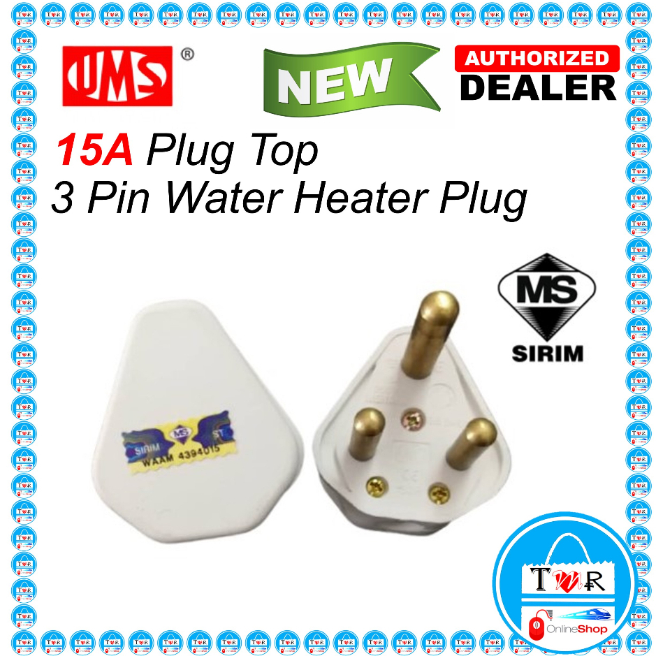 UMS 15A Plug Top Bakelite/ Round Pin Plug (SIRIM) 3pin for water heater ...