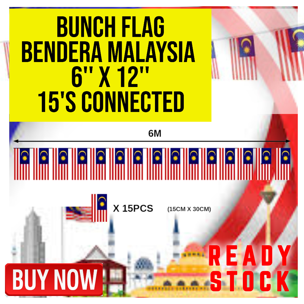BENDERA MALAYSIA (BUNCH FLAG) 15CM X 30CM (6'' X 12'') | Shopee Malaysia