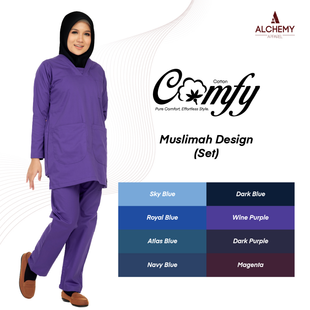 TOP + PANTS - MUSLIMAH SET - COMFY COTTON SCRUB SUIT | Shopee Malaysia