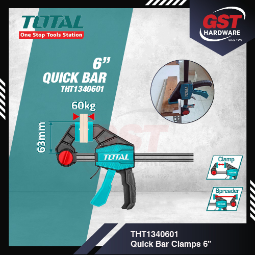 TOTAL 6"/12"/18" Quick Bar Clamps Wood Clamp Tool Total Spring Clamp ...