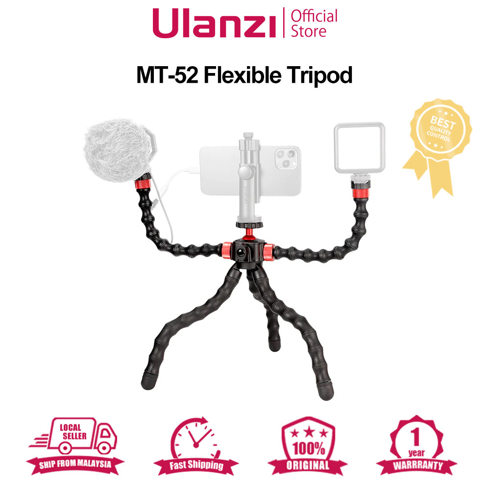 Ulanzi MT-52 Flexible Octopus Tripod with Gooseneck Mini Tripod Bendable Light Mic Stand ...