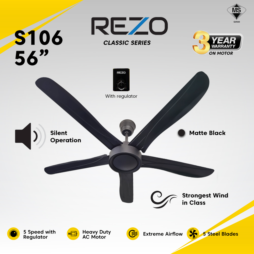 REZO S106 / 56” Ceiling 5 Blade Regulator /Ceiling Fan Kipas siling 风扇 ...