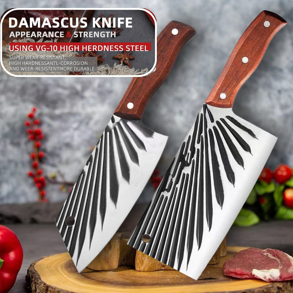Pisau Dapur Knife Japanese Full Tang Boning Chopping Viking Cleaver ...
