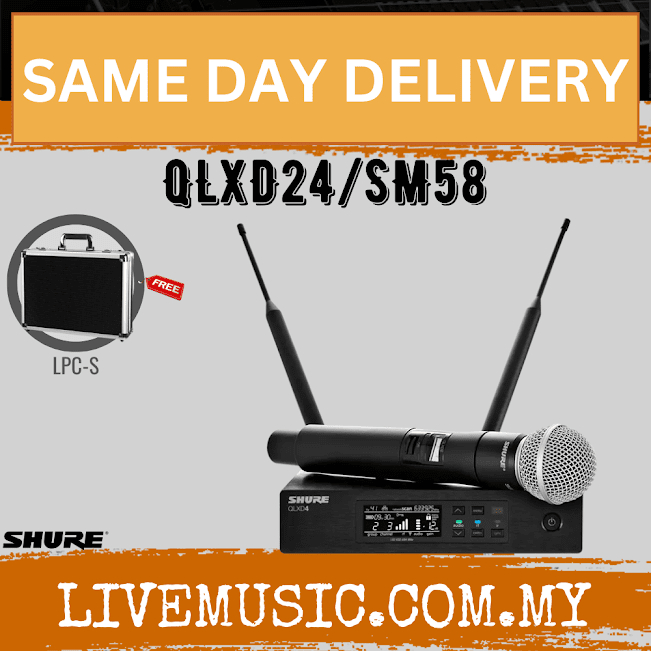 Shure QLXD24/SM58 Digital Wireless Handheld Microphone System w/ LPC-S Case ( QLXD24-SM58 ...
